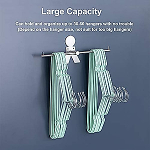 Clothes Hanger Organizer Stacker Storage Holder Rack for Closet and Laundry Room Tidier, Wall Mount, Adhesive or Drilling Installation, Stainless Steel
