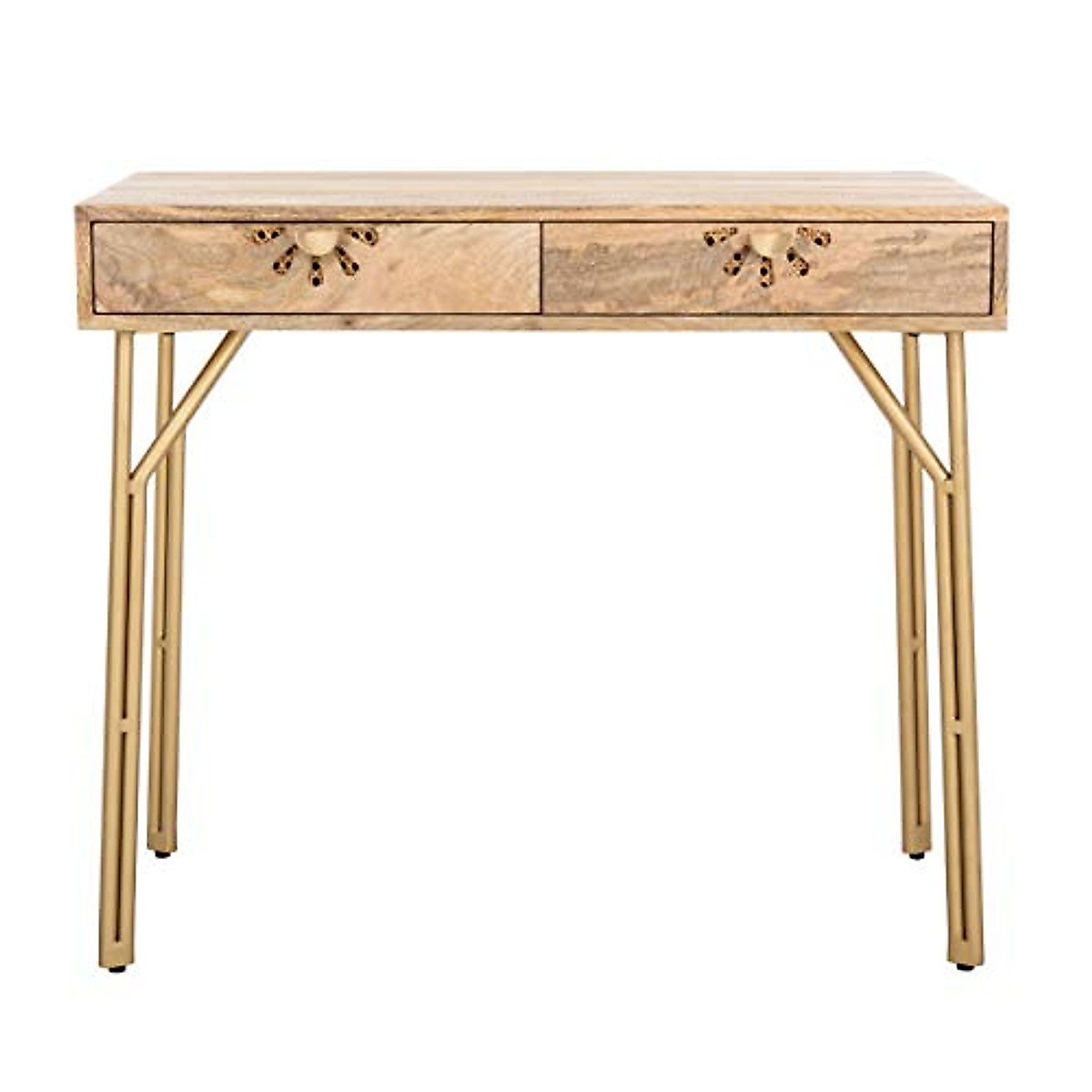 Safavieh Home Office Lily Modern Natural and Brass 2-drawer Desk