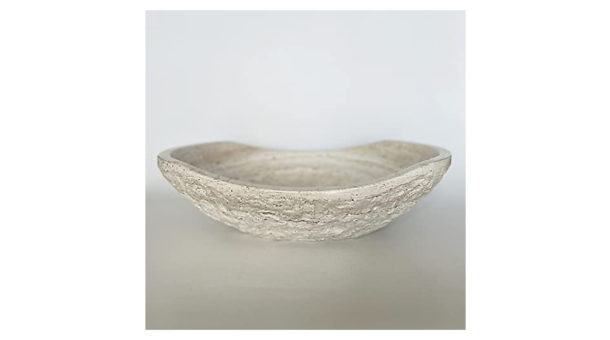 EDUPET Tan Travertine Stone Vessel Sink - Oval Canoe Shape