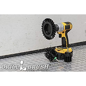 Drill Brush Power Scrubber by Useful Products - Grill Cleaning Brush Drill Attachment 3 Piece Set - Drill Brush Cleaning Tool - Baked on Food Remover Brush - Black Bristle Brush Attachment
