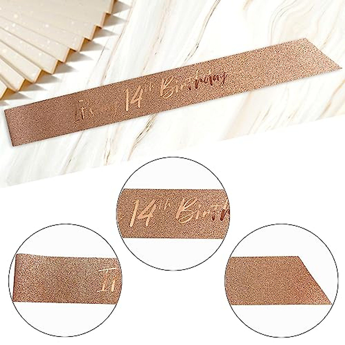 Ceqiny 14th Birthday Sash Tiara and Crowns for Girls, Birthday Queen Rose Gold Tiara, Princess Tiara Rhinestone Headbands with Combs Bridal Wedding Tiaras for Wedding Prom Bridal Party Christmas