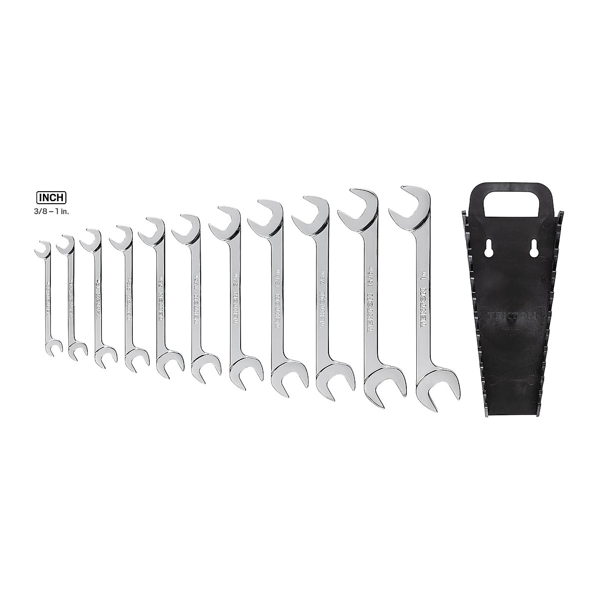 TEKTON Angle Head Open End Wrench Set with Holder, 11-Piece (3/8-1 in.) | WAE91102