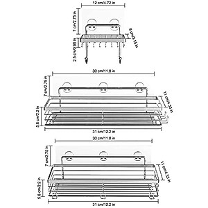BebLP Adhesive Shower Caddy Soap Dish Holder Shelf with 5 Hooks Bathroom Generic Bathroom organizer Bathroom accessories Bathroom storage Shower organizer Storage organizer Home organization