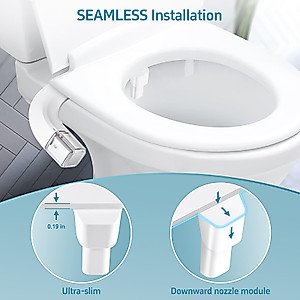 Shineforu Ultra-Slim Bidet Dual Mode Bidet Attachment for Toilet, Bidet Toilet Seat Attachment with Pressure Controls(Feminine/Posterior Wash),Easy to install Design Non-Electric Bidet