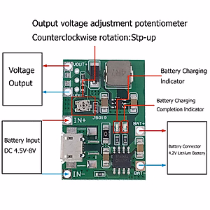 6 Pcs Battery Charger Module USB TP4056 3.7V 4.2V to 9V 5V 2A Charge Discharge Integrated Step Up Module,18650 Lithium Li-ion Battery Charger Module