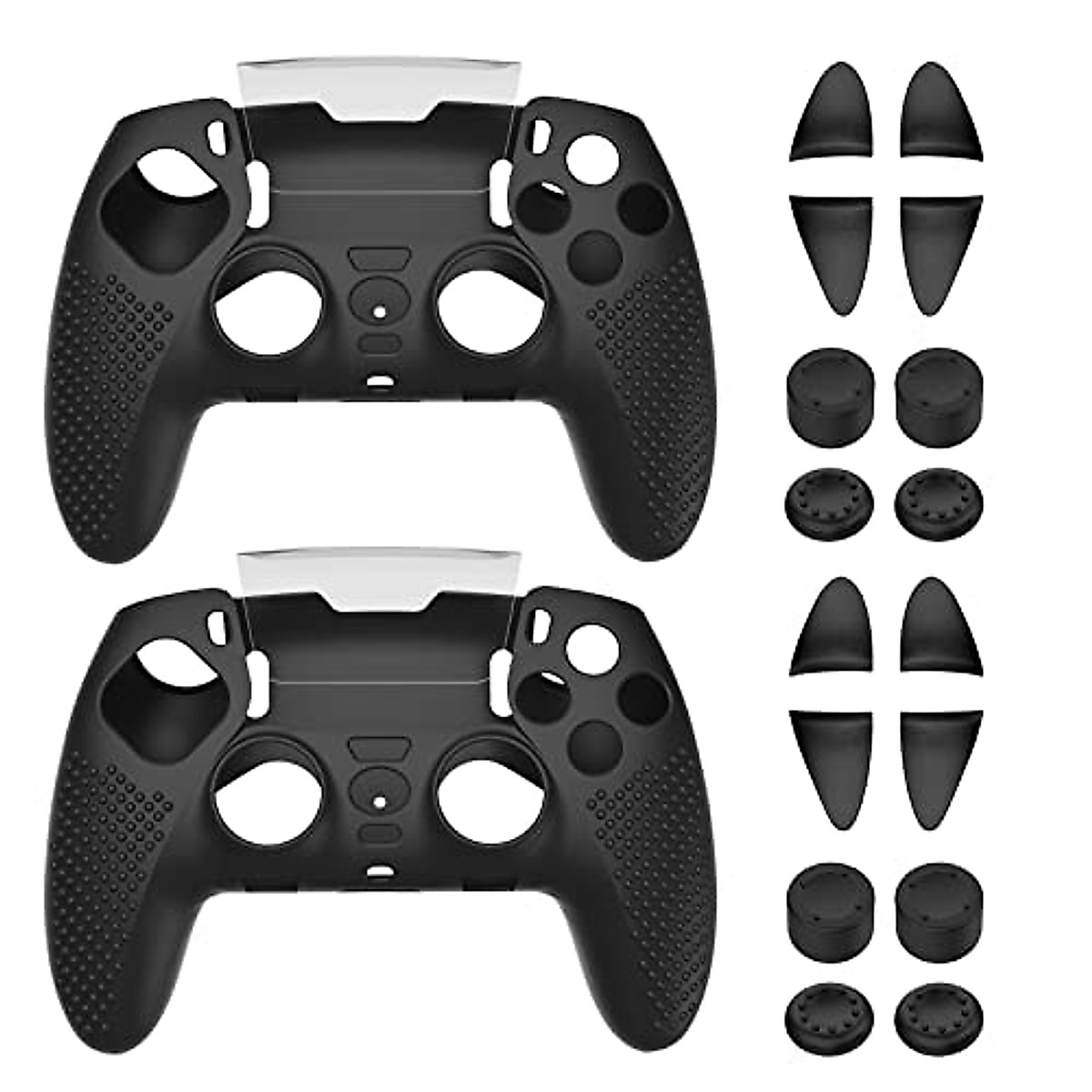 KOEBSHPE PS5 Edge Controller Anti-Slip Protective Cover, Ergonomic Soft Rubber Protective Case Cover for Playstation 5 PS5 Edge Controller with Thumb Grips and Triggers Extenders(Two Packs)