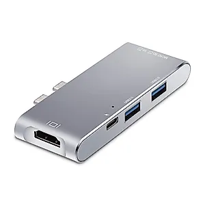FLAGTOP 6 in 1 USB C Hub MacBook Pro, Multiple Ports 2 x USB 3.0, SD Card, Micro SD or TF Card Reader, Support 4K HDMI 60Hz, PD2.0/Thunderbolt, USB Type C Dongle Hub (YC-204B)