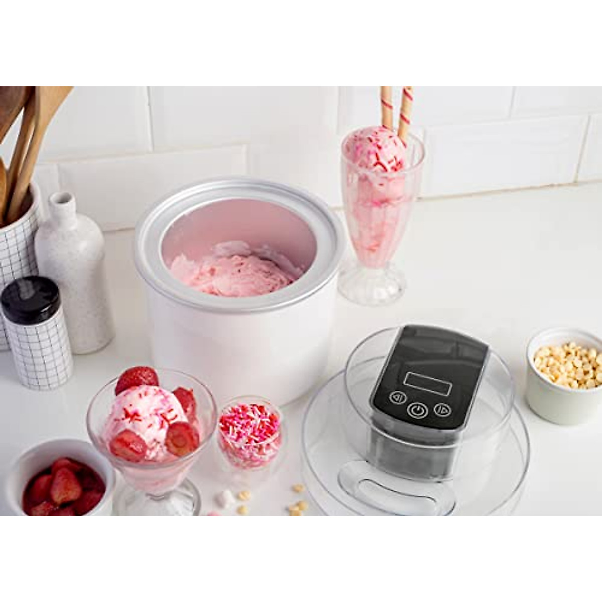 Tylr 2 Quarts Ice Cream Maker, Sorbet, Yogurt, Milkshakes, Smoothie and more, with One Touch program in as little as 20 minutes.