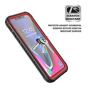 ImpactStrong iPhone 11 Case, Clear Full Body Ultra Protective Case with Built-in Clear Screen Protector Transparent Full Body Cover for iPhone 11 6.1-Inch (2019) - Red