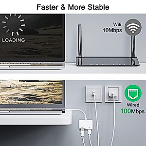 AMLLEN USB C to Ethernet Adapter,USB C to RJ45 Adapter,Thunderbolt to Ethernet Adapter with 60W Charger Port,10/100 Mbps Ethernet Speeds.Compatible for Android/iPad/MacBook and More.