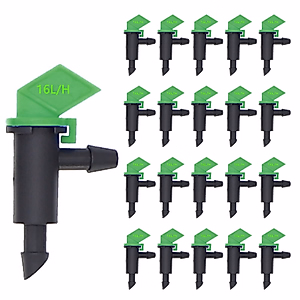 100 Pack 4 GPH Flag Irrigation Dripper Emitter 16L/H Garden Irrigation Drip Emitters Irrigation Emitter Flag Dripper Drip Irrigation Connect 4mm/7mm Hose for Home Garden Trees Herbs (Green)