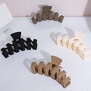SuPoo Large Hair Clips 4.7" for Thick Hair, Strong Hold Banana Claw and Jumbo Jaw Clips, Cute Big Hair Clips for Women, Hair Styling Accessories, Matte Finish, 4 Count