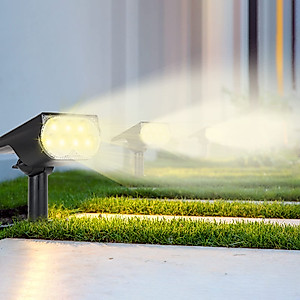 sunchai Super Bright Solar Spot Warm Light - Solar Spotlight Outdoor - for Outside Security Visibility and Landscape Yard Lightning (2 Pack)