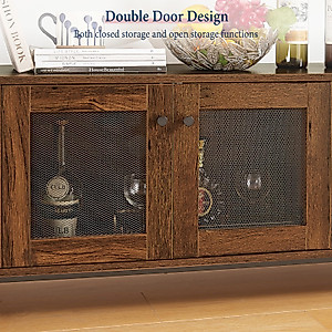 Tatub 54.3'' Wine Bar Cabinet for Liquor, Coffee Bar Cabinet Buffet Sideboard with Storage Compartment for Kitchen, Dining Room, Farmhouse(Hazelnut Brown)