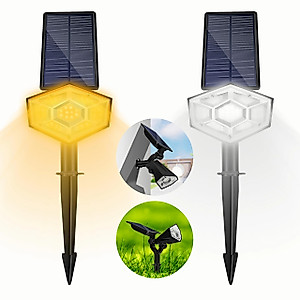 Outdoor Solar Lights - Solar Spotlight - Solar Lighting for Garden, Patio and Lawn - Wall or Pole Mount - Easy Installation - Waterproof - Adjustable, [4] Light Modes - Pack 2