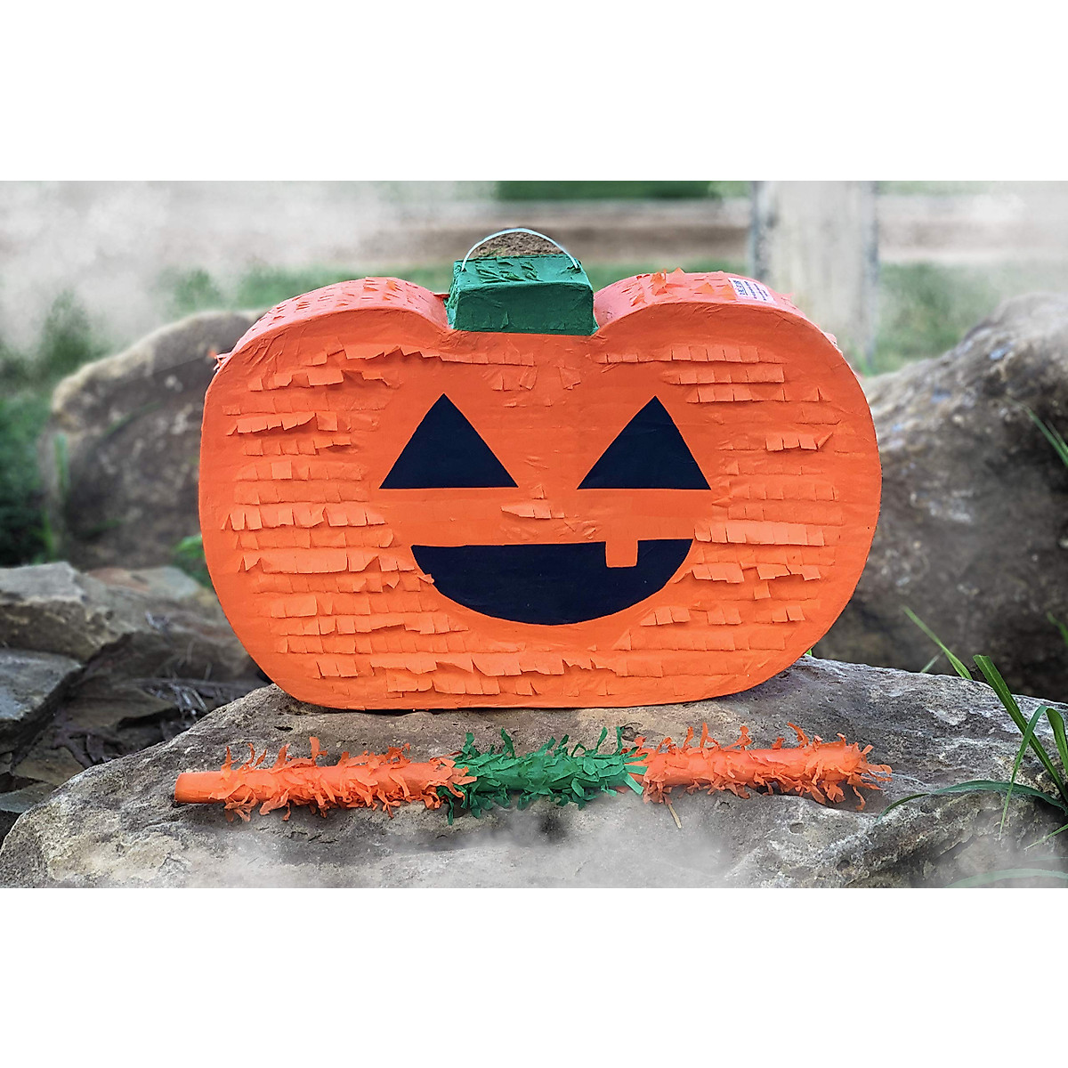 Halloween Pumpkin Piñata with stick 17"x10" Perfect for Halloween Party Decorations, Photo Prop, October Birthday, Funny and Spooky - Fits candy/favors: by Get a piñata