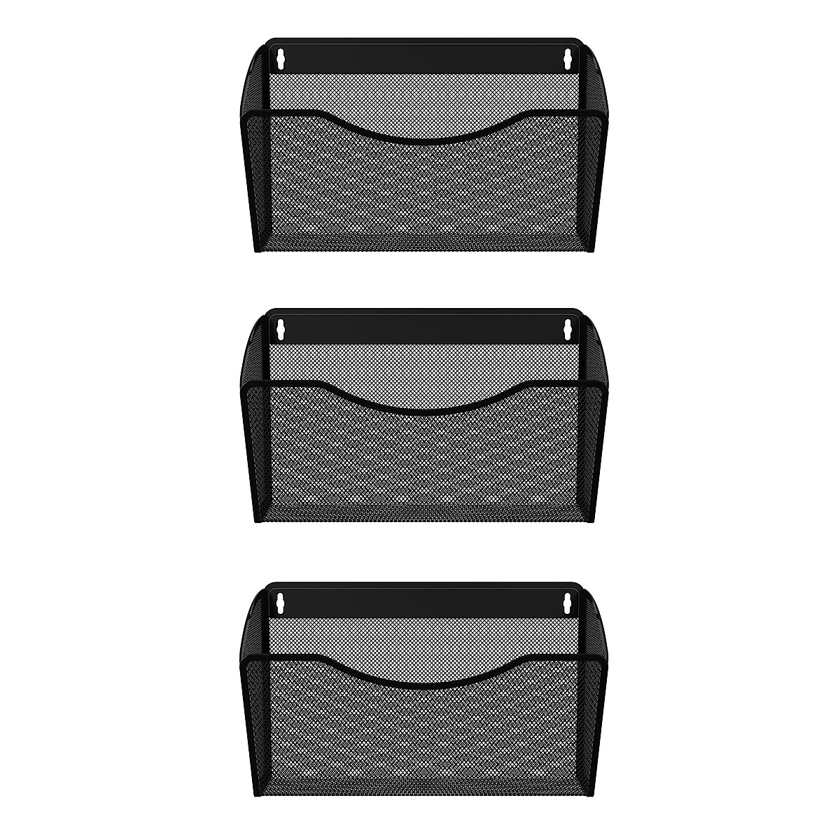 EasyPAG Hanging File Organizer Mesh 3 Single Pockets Wall File Holder Office Document Magazine Folder Rack ,Black