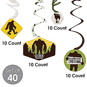 Big Dot of Happiness Sasquatch Crossing - Bigfoot Party or Birthday Party Hanging Decor - Party Decoration Swirls - Set of 40