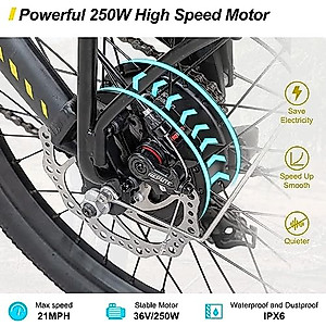 HILAND ROCKSHARK 20 inch Folding Electric Bike for Adults,Electirc Bicycle with 250W Motor,36V 7.8AH Removable Battery Shimano 7-Speed Electric Foldable Bicycles, Urban Ebike for Men Women