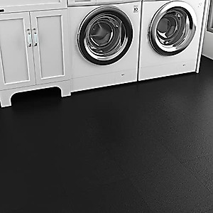 FunStick Black Peel and Stick Floor Tile Waterproof 12x12 in 15 Pack Black Vinyl Flooring Tiles Peel and Stick on Floor Tiles for Bathroom Floor Tile Kitchen Laminate Flooring Sticky Linoleum Tiles