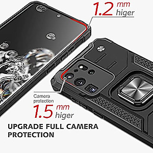Anqrp Galaxy S20 Ultra Case, Military Grade Protective Phone Case Cover with Enhanced Metal Ring Kickstand [Support Magnet Mount] Compatible with Samsung Galaxy S20 Ultra, Black