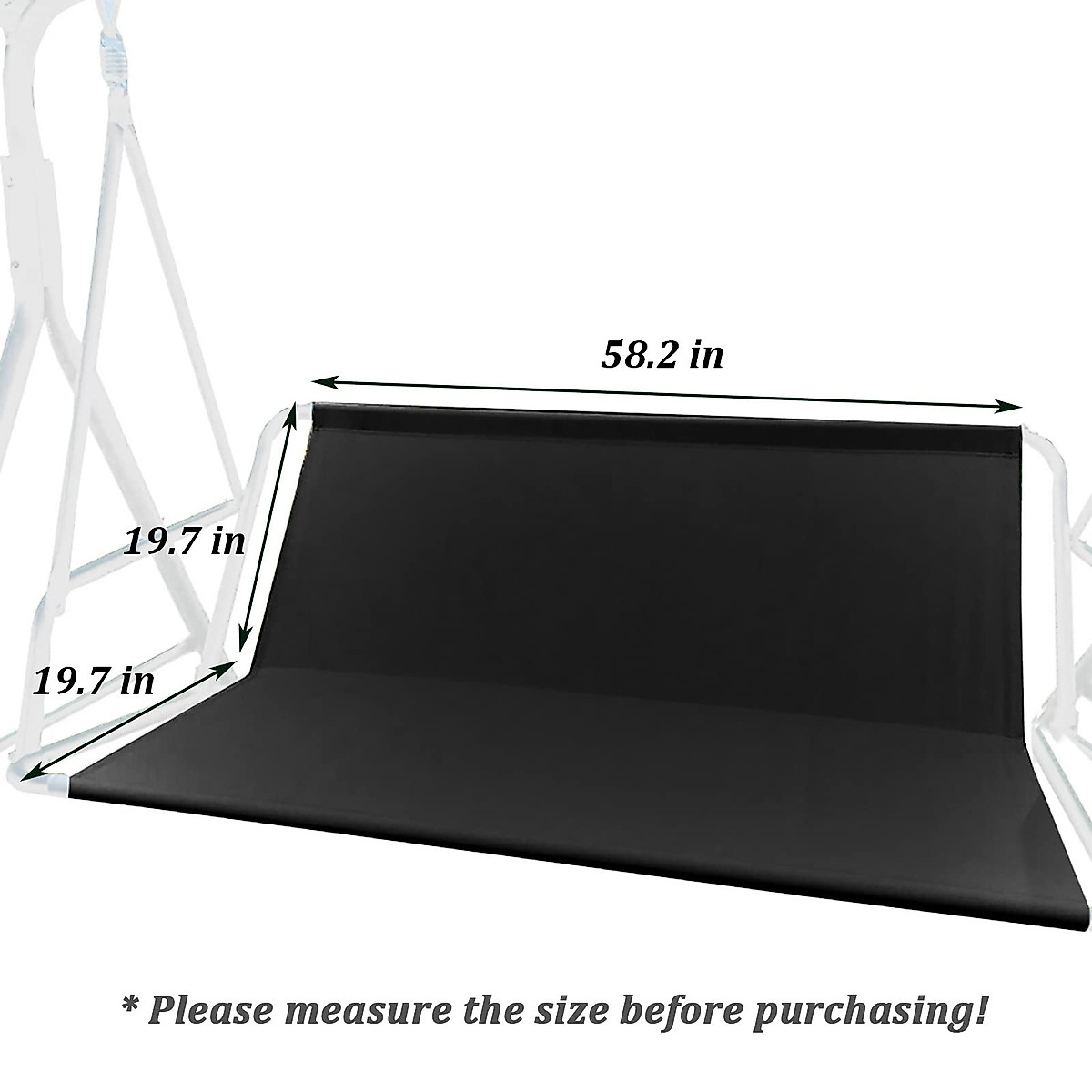 Midremer Swing Cover Chair Bench Replacement Cover, 2/3 Seat 600D Thickened Oxford Waterproof Swing Seat Cover for Outdoor Patio Garden Swing Chair (Black, 58.2 x 19.7 x 19.7 Inch)