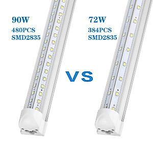 Singteam 10Pack 8Ft LED Shop Light Fixture, 90W Integrated LED Tube Light,10000LM, 6500K, Clear Cover,High Output,Double Row V Shape 270 Degree LED Lighting for Garage Warehouse Workshop Basement