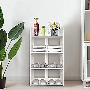 Small Shoe Rack for Entryway, 4 Tier Modern White Shoe Storage Shelf Wood Narrow Shoe Stand Organizer for Home Living Room Bedroom Hallway Closet
