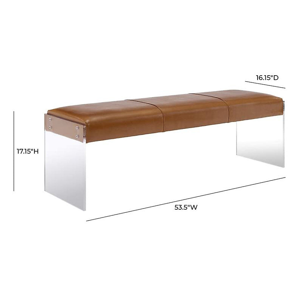 Tov Furniture Envy Leather/Acrylic Bench, Brown