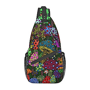 Mushroom Pattern Sling Bag Crossbody Backpack Shoulder Bag Chest Bag Travel Hiking Daypack For Men Women
