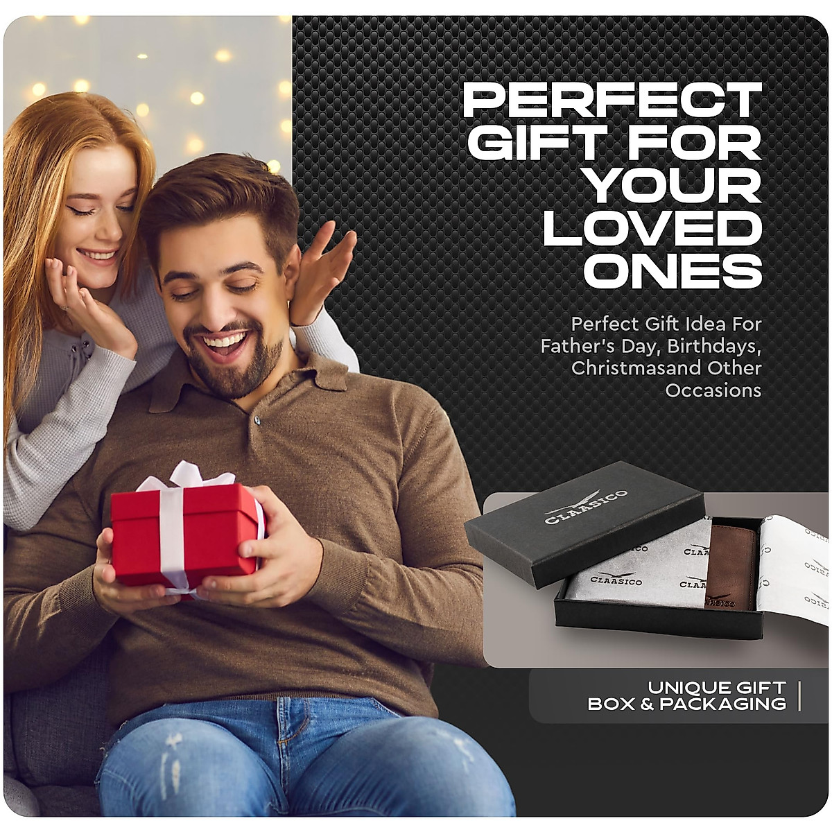 Wallet for Men’s - Genuine Leather Slim Bifold RFID Wallet - Gift for Men Packed in Stylish Gift Box