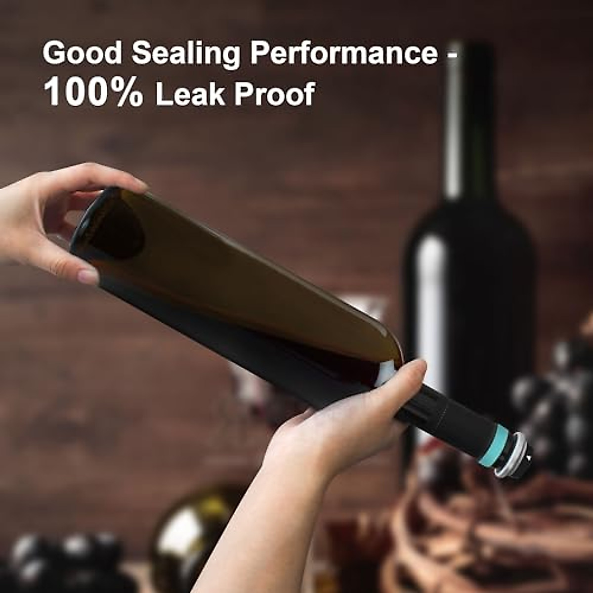 EZBASICS Wine Saver Vacuum Stoppers Set of 6, Black