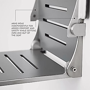 Seachrome Silhouette Comfort Folding Shower Bench Seat with Arms, Grey Seat with Silver Frame (SHAFAR-185155-PGS-S-SL-Sl)