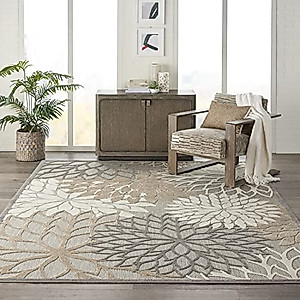 Nourison Aloha Indoor/Outdoor Natural 7' x 10' Area-Rug, Easy-Cleaning, Non Shedding, Bed Room, Living Room, Dining Room, Deck, Backyard, Patio (7x10)