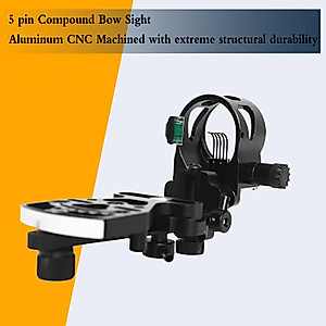 Perogen Archery Compound Bow Sight 5 Pin Lightweight Durable Machined Aluminum .019" Fiber Optic ¡­
