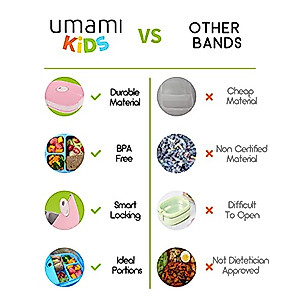 Umami Bento Lunch Box KIDS With Cutlery, Leak-Proof, Easy to Clean, 3 Compartments Bento Box for Kids, Ideal Portion Sizes for Ages 3 to 9, for Boys & Girls, Microwave, Dishwasher & Safe, BPA-Free