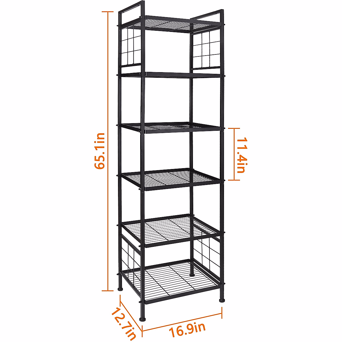 GIOTORENT 6-Wire Standing Storage Shelf, Metal Shelving Unit Pantry Rack for Laundry Kitchen Bathroom Organizer(Black)