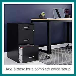 Hirsh Industries Space Solutions 18in Deep 3 Drawer Metal Organizer File Cabinet Black, Letter Size, Fully Assembled