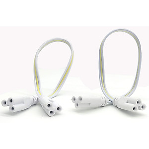 Traovien T5 T8 LED Lamp Connecting Wire Ceiling Lights Daylight LED Integrated Tube Cable Linkable Cords for LED Tube Lamp Holder Socket Fittings with Cables (30cm 2-Pack 3Pin F/F)