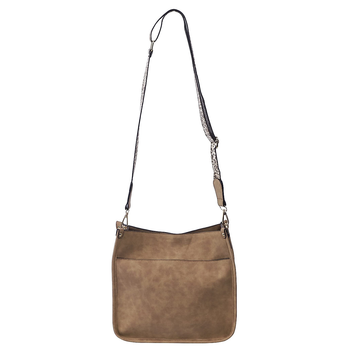 Yikpo Women Leather Crossbody Vagan Shoulder Bag with Adjustable Guitar Strap (Khaki)