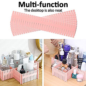 14.5 in Pink DIY Grid Drawer Organizer for Socks, TWUTGAYW 8PC Adjustable Plastic Storage Drawers Divider, Drawer Organizer Grid Dividers, Pink Drawer Partitions for Tie, Bras, Underwear, Makeup