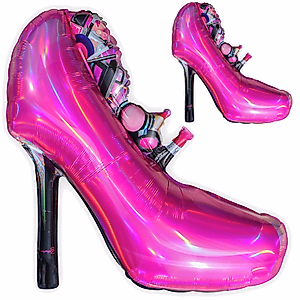 2pcs 32inch red high heel foil balloons,makeup balloons for makeup party decorations.valentines party decorations balloons supplies,spa party decorations for girls.bachelor party decorations for women.