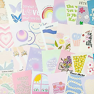 GENSTEUO 50pcs Danish Pastel Wall Collage Kit Aesthetic Pictures, Danish Pastel Room Decor Aesthetic, Cute Posters for Dorm Wall Decor, Aesthetic Wall Decor for Bedroom Teen Girl, Photo Collage Kit