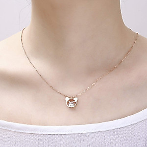 Caiyao Cute Pig Pendant Necklace Rose Gold Sweet Animal Necklace Gift for Women(with crystal)