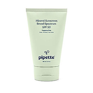 Pipette Mineral Sunscreen - SPF 50 Broad Spectrum Baby Sunblock with Non-Nano Zinc, UVB/UVA Non-Toxic Sun Protection for Kids & Sensitive Skin, 4 fl oz