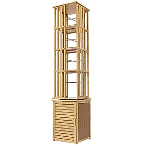 Rotating Bookshelf, 6 Tier 360° Floor Standing Revolving Bookcase Storage Rack, Bookcase Corner Tall Book Shelf, Narrow Bookshelf, with Door,Book Shelf Organizer for Bedroom,Living Room,Small Space