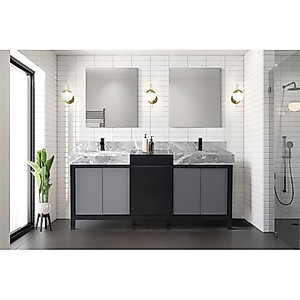 Lexora Home Zilara 72" Double Marble Top Bathroom Vanity with Black Faucet
