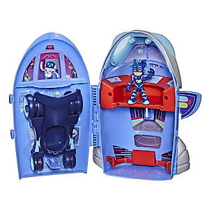 PJ Masks 2-in-1 HQ Playset, Headquarters and Rocket Preschool Toy for Kids Ages 3 and Up, Includes Catboy Action Figure and Cat-Car Vehicle