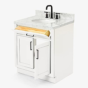 ARIEL Hepburn 31" Inch Oval Sink Vanity with 1.5" Edge Carrara White Countertop in White