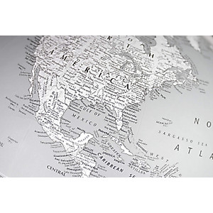 Replogle Willston - Gray Globe with Black Metal Tripod Stand, Adjustable Height, Floor globe, Detailed, Up-to-Date Cartography(16"/40cm diameter)